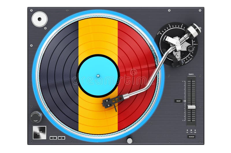 Phonograph Turntable with Chadian Flag, 3D Rendering Stock Illustration ...