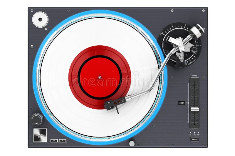 Phonograph Turntable with Japanese Flag, 3D Rendering Stock ...