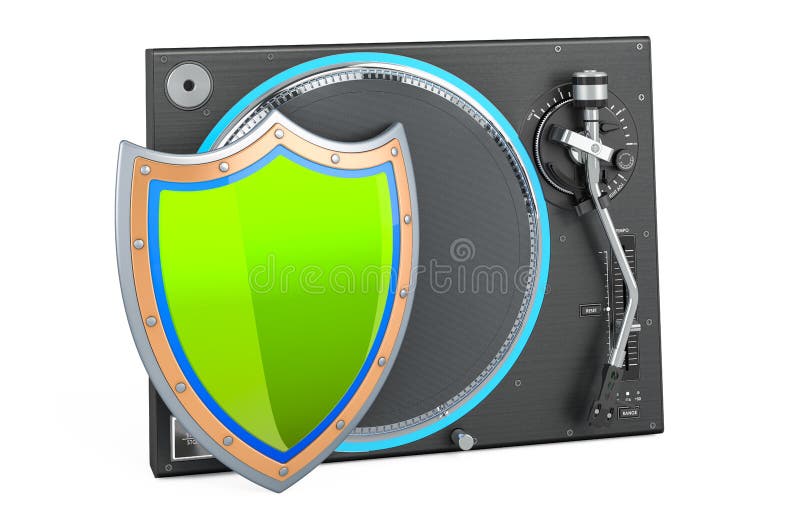 Phonograph Turntable with Shield, 3D Rendering Stock Illustration ...