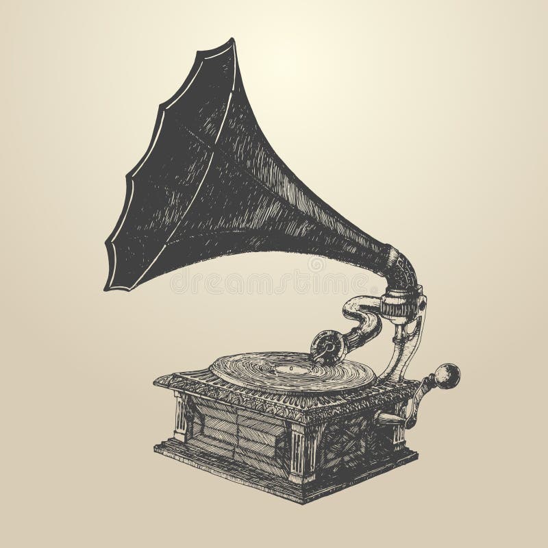 Phonograph Vintage Engraved Illustration Retro Style Stock Illustration ...