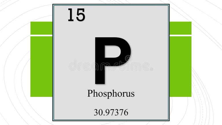Phosphorus Chemical Element Symbol on Square Green Background Stock ...