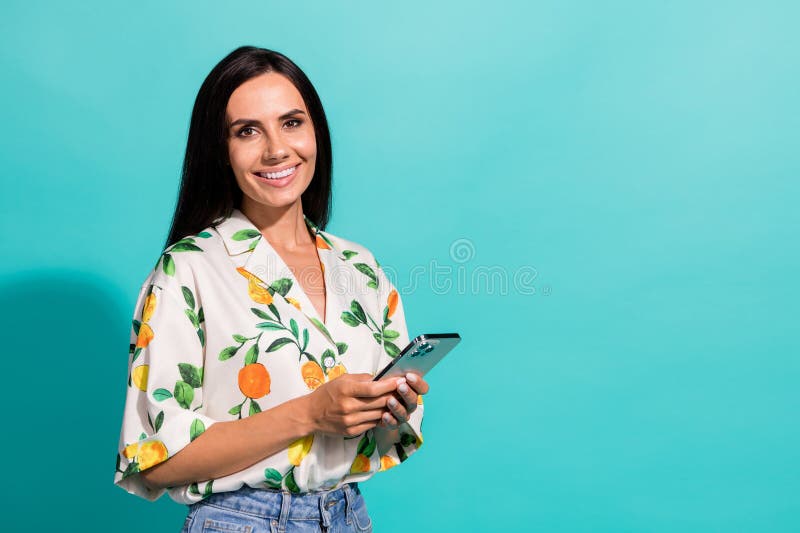 Photo Of Adorable Cheerful Girl Influencer Presenting Apple Iphone Novelty Modern Technology