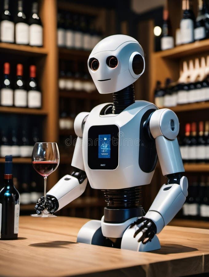 Photo of an Ai Driven Robot in a Wine Shop Suggesting Wine. Generative ...