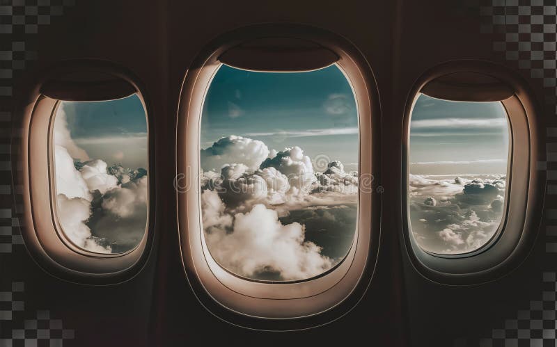 The Windows of an Airplane from Inside on White Background Stock ...
