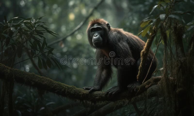 Photo of Ape in Its Natural Habitat in the Jungle. Generative AI Stock ...