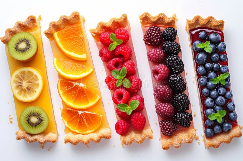 A Photo of Assorted Pie Slices, Top View Stock Image - Image of flavor ...