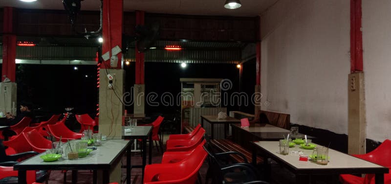 Photo of the Atmosphere in a Cafe at Night Stock Image - Image of room ...