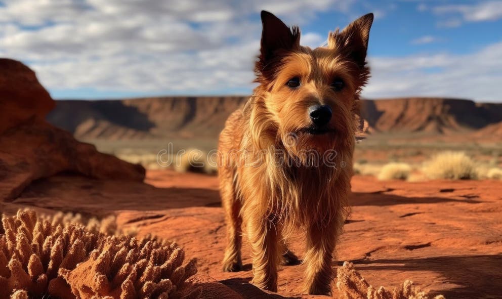 Photo of Australian Terrier Exploring the Rugged Terrain of the Australian Outback. Generative ...