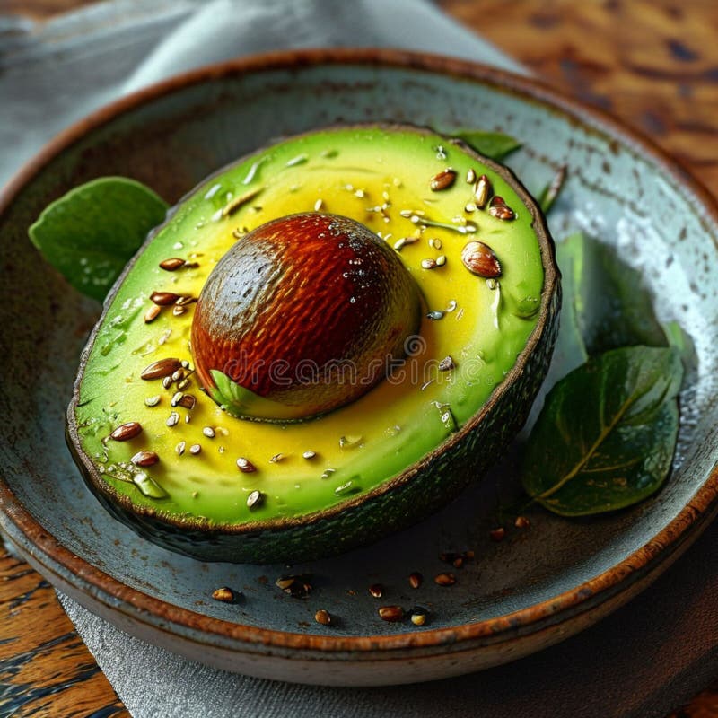 Avocado on a Plate, Created by Ai Generated Stock Illustration ...