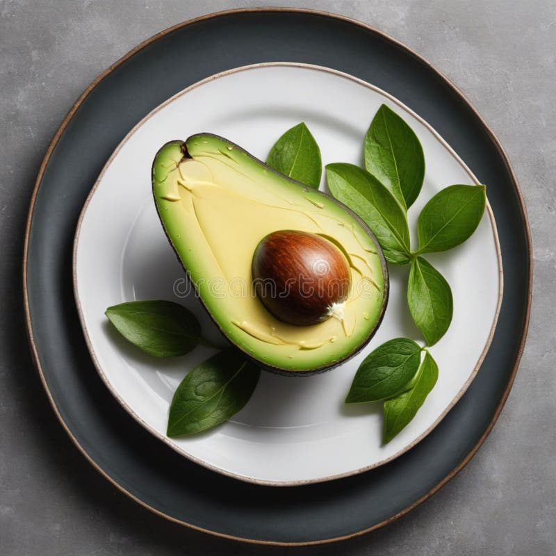 Avocado on a Plate, Created by Ai Generated Stock Illustration ...