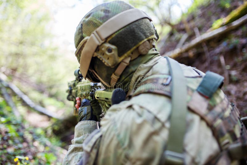 Photo from back of soldier stock photo. Image of army - 93727264