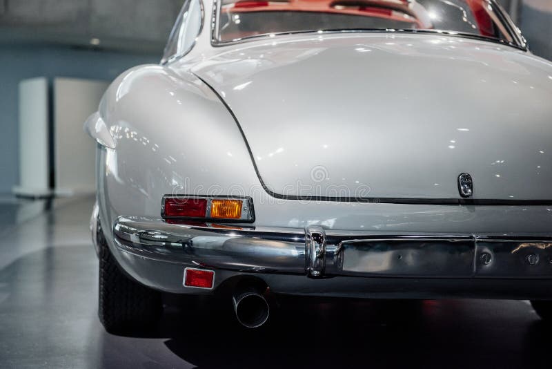 Photo from the Back. White Historical Expensive Retro Car Standing on ...