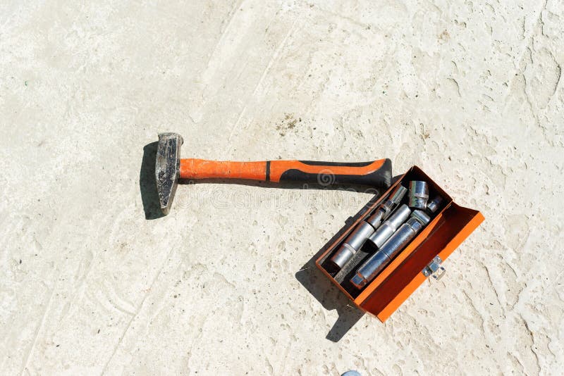 Photo Background of Many Construction Tools Sitting on Floor Stock ...