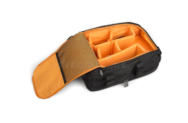 Photo Bag for Cameras Lens and Tripod on a White Stock Image - Image of ...