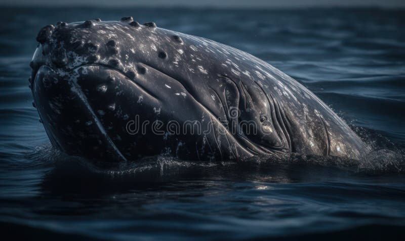 Photo of Baleen Whale Emerging from the Ocean. Generative AI Stock ...