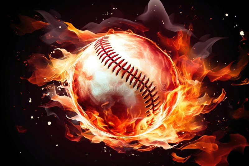 Photo of a Baseball Engulfed in Flames Stock Illustration ...