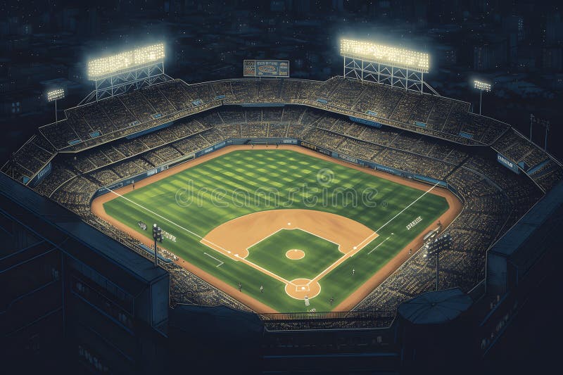 Photo of a Baseball Stadium from Above. 3D Rendering Stock Illustration ...