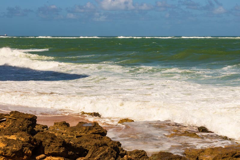 Photo of the Beach of Old Puerto Rico with Big Waves Stock Photo ...