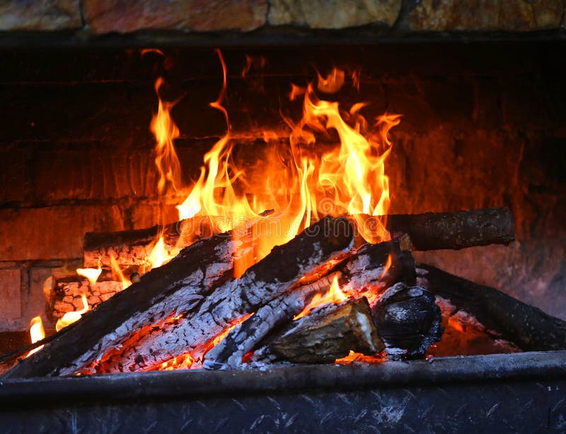 Photo of a Beautiful Macro Bright Fire in a Cafe Stock Image - Image of ...