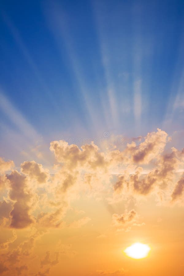 Photo of Beautiful Sunset, Evening Sky with Sun Rays. Stock Image ...