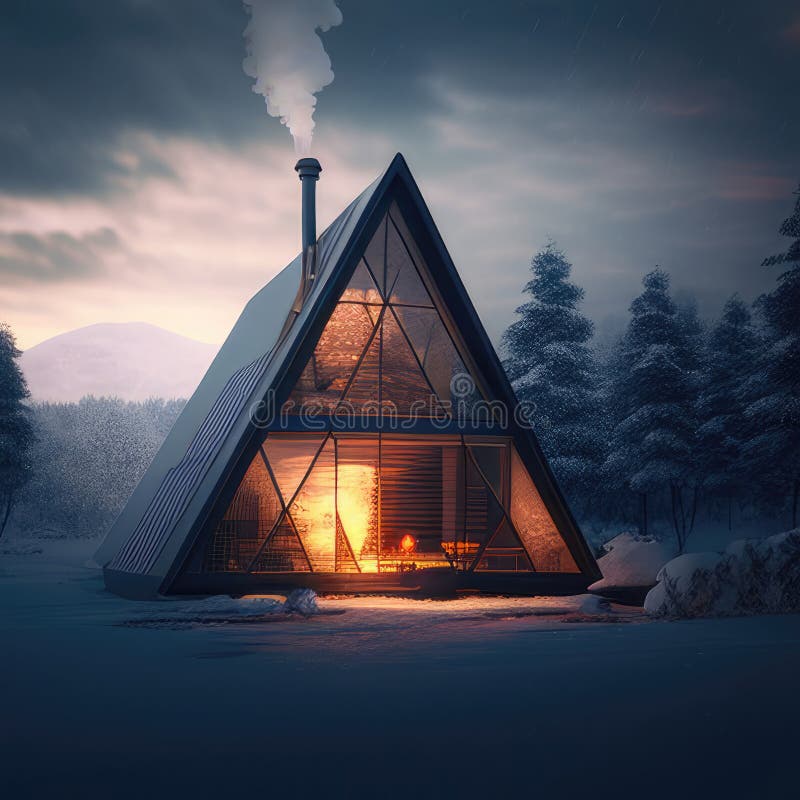Photo of Beautiful Triangular House Glamping Resort in Winter Snow ...