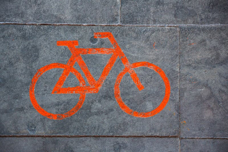 Photo of Bicycle Red Sign on Ground for Graphic and Web Design, for ...