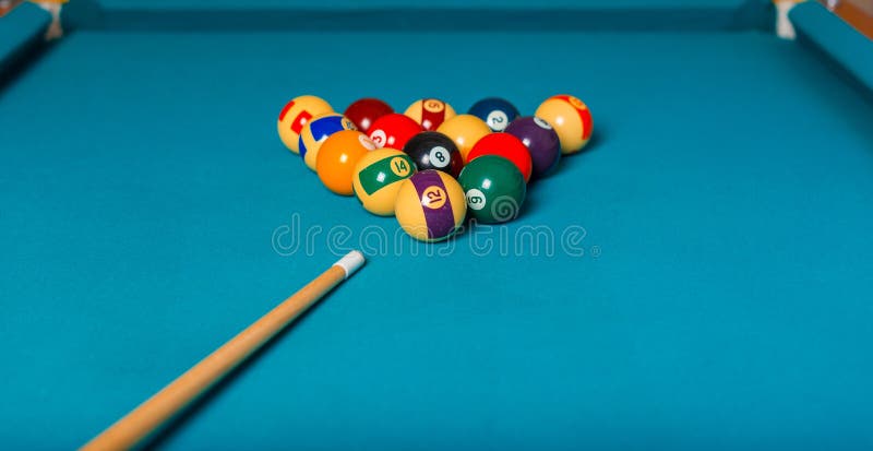 Photo of a Billiard Table with All Items Arranged Stock Image - Image ...