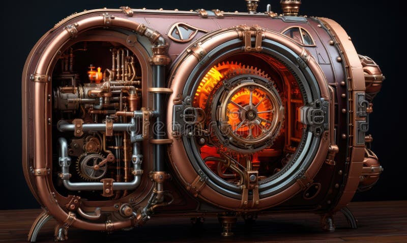 Photo of a Black Mechanical Clock on a Sleek Surface Stock Illustration ...