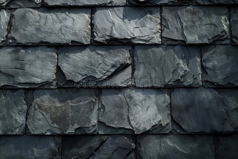 Photo of Black Slate Roof or Wall Pattern. Background Texture for ...