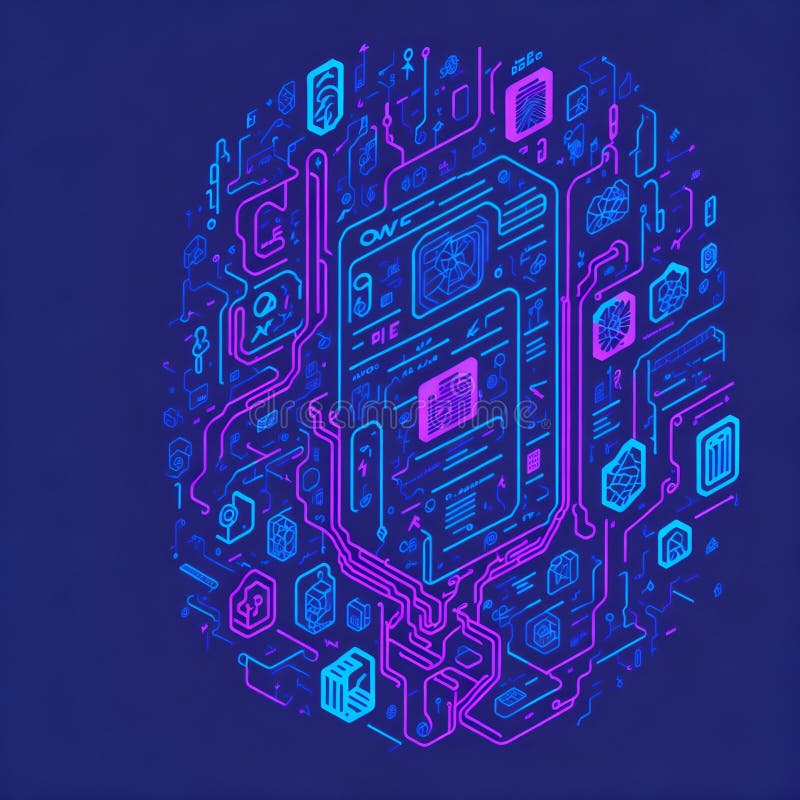 Ai Generated a Blue and Purple Computer Processor Graphic Stock ...