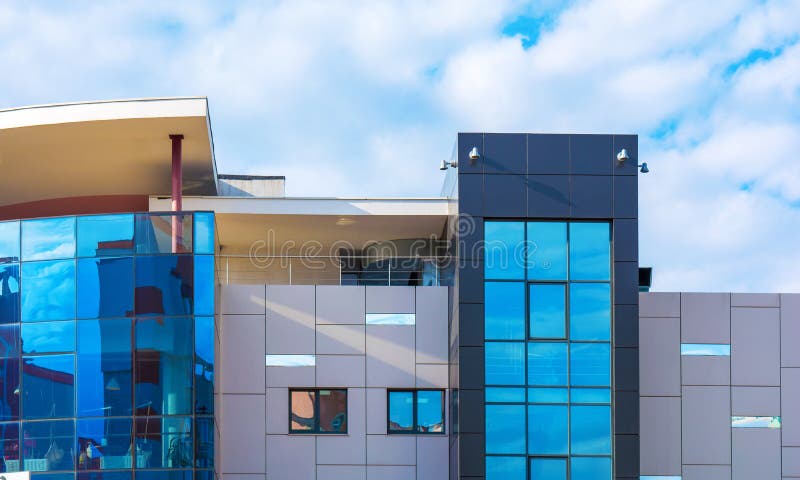 Photo of Violet White Modern Apartment Building Stock Image - Image of ...