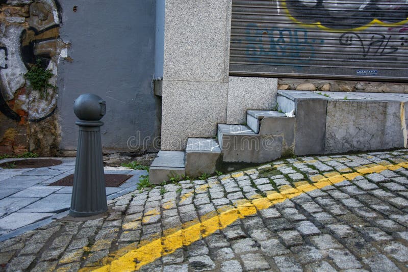 Bollard and steps stock photo. Image of bollard, coldcolours - 115472556