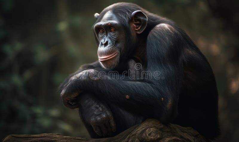 Photo of Bonobo Sitting in the Jungle. Generative AI Stock Illustration ...