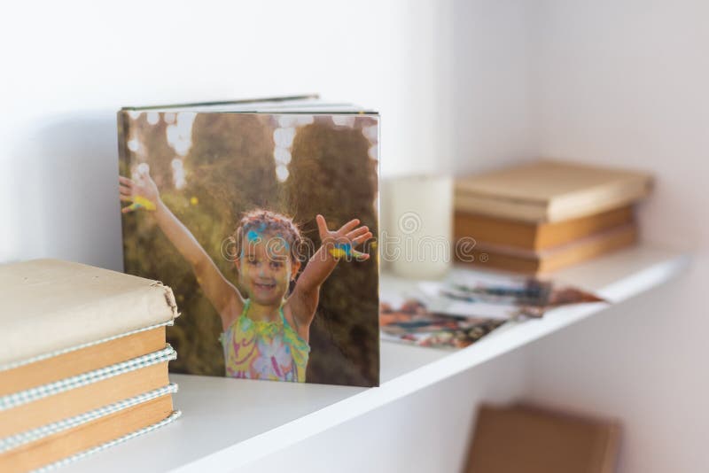 Photo book on the shelf stock image. Image of empty - 265750907