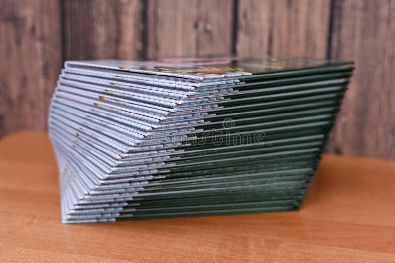 The Photo Books are Stacked on the Table. Stock Image - Image of ...