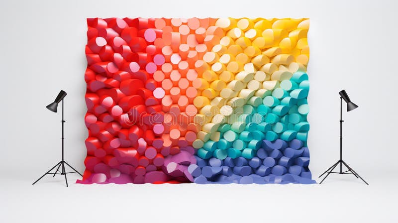 A Photo Booth in Vibrant Colours, Set Against a Solid White Background ...