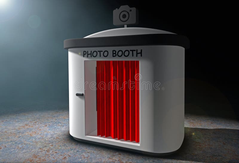 Photo Booth with Red Curtain in the Volumetric Light. 3d Rendering ...