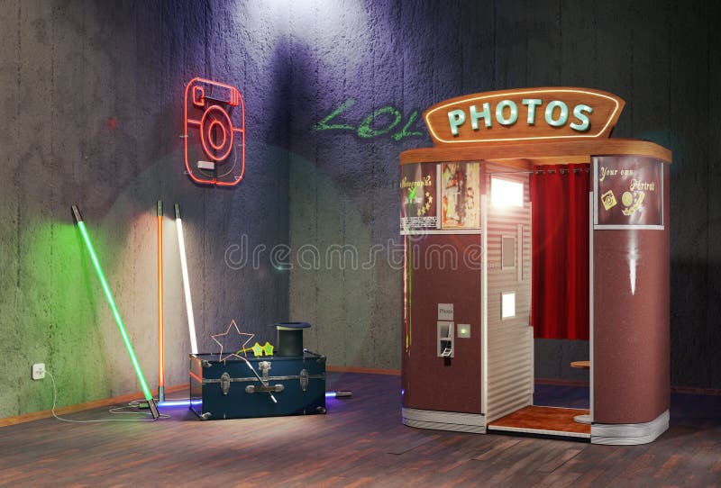 Photo booth room stock image. Image of technology, label - 206263203