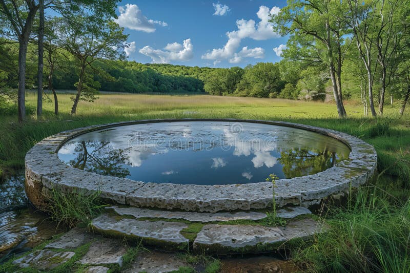 Photo of the Bottom View of an Empty Circular Pond in Summer Surrounded ...