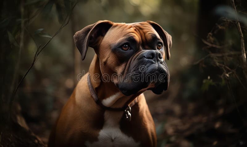 Photo of Boxer Dog in a Forest. Generative AI Stock Illustration ...