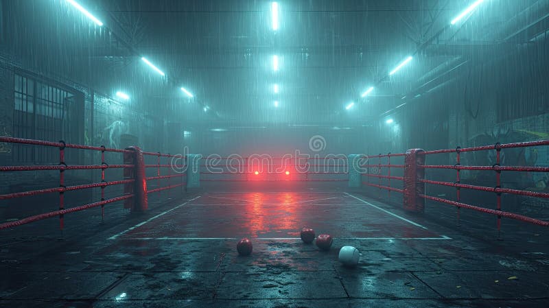 Boxing Ring with Red Light in the Center. Generative AI. Stock Photo ...