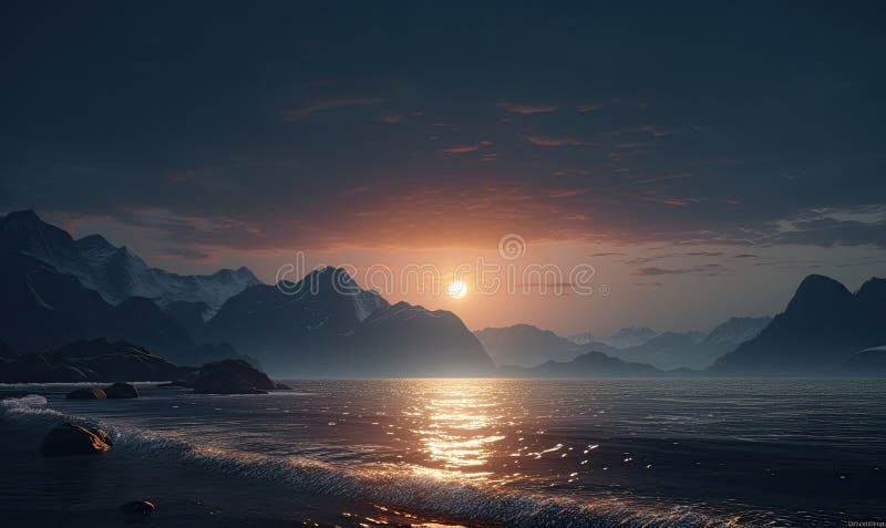 Photo of a Breathtaking Sunset Over a Majestic Mountain Range Stock ...