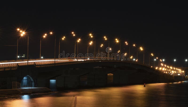 Photo of a Bridge with Light Stock Image - Image of bridge, lights ...
