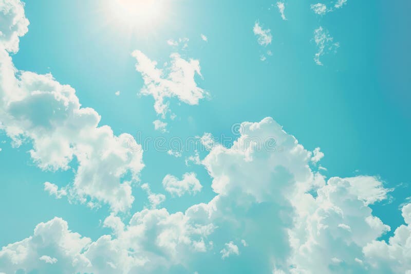 Photo of Bright Blue Cloudy Sky in Daytime. Background Texture for ...