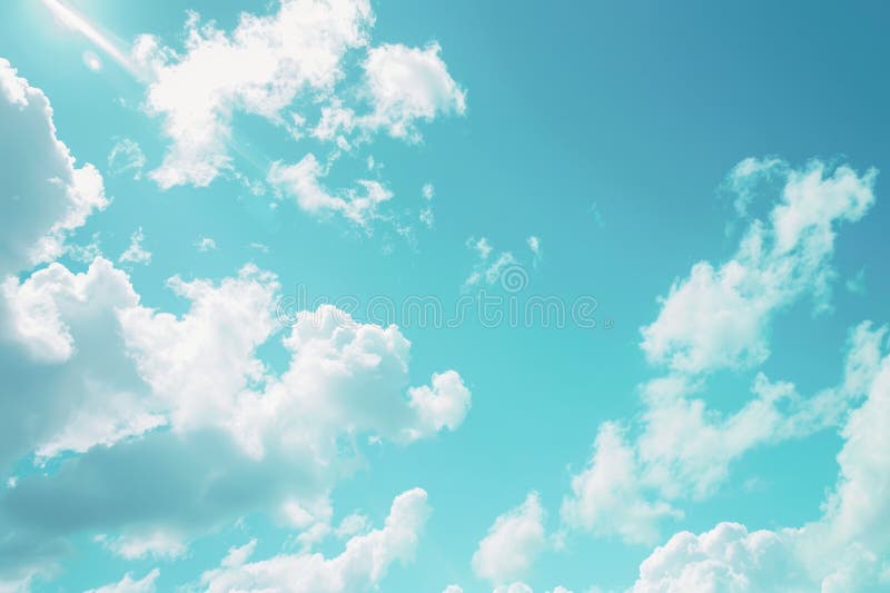 Photo of Bright Blue Cloudy Sky in Daytime. Background Texture for ...