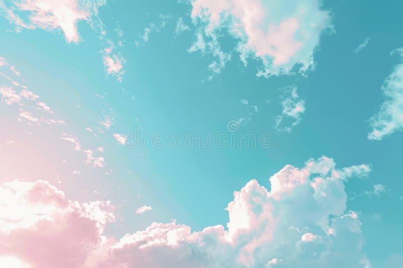 Photo of Bright Blue Cloudy Sky in Daytime. Background Texture for ...