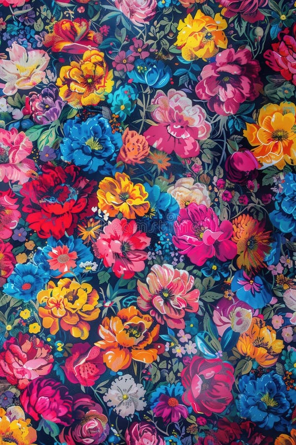 Photo of Bright and Colorful Floral Wallpaper Pattern Stock ...