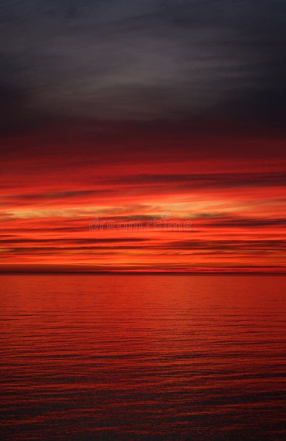 Photo of a Bright Red Sunset on the Black Sea Stock Image - Image of ...