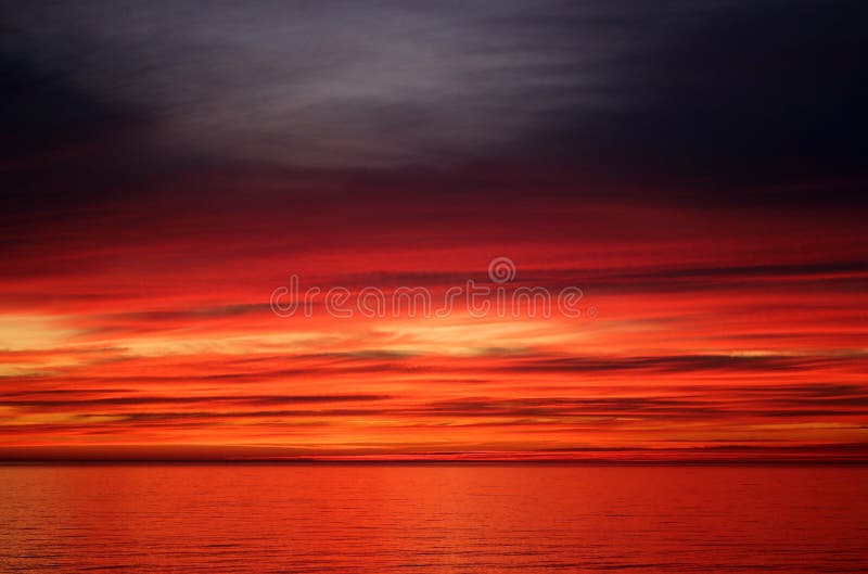 Photo of a Bright Red Sunset on the Black Sea Stock Photo - Image of ...