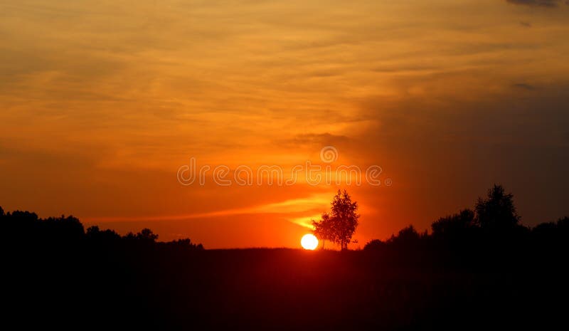 Photo of a Bright Sunset Over the Fields Stock Image - Image of summer ...